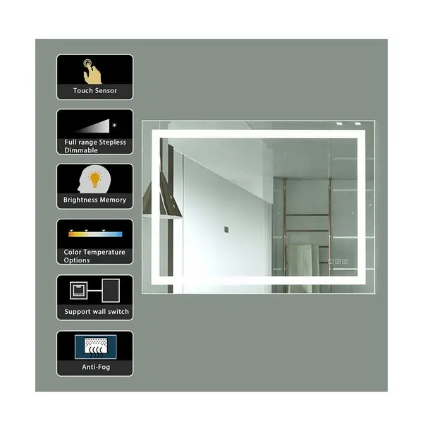 HAUSCHEN HOME 40 X 32 Inch Led Lighted Bathroom Mirror