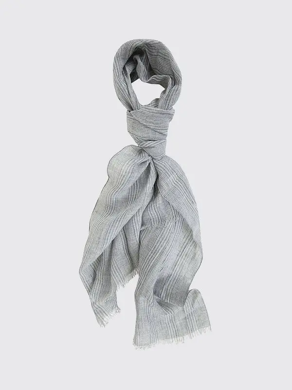 Brunello Cucinelli Striped Virgin Wool Scarf - Grey