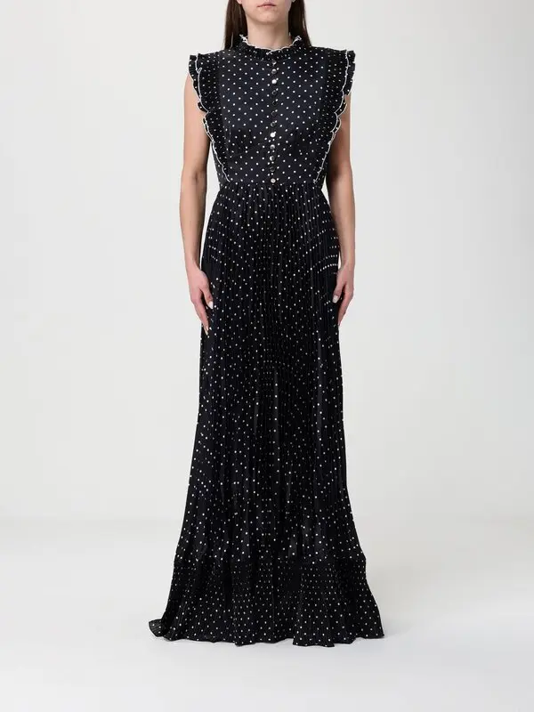 SELF-PORTRAIT Polka Dot Maxi Dress With Ruffled Details
