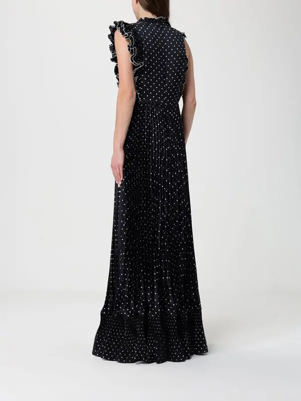 SELF-PORTRAIT Polka Dot Maxi Dress With Ruffled Details