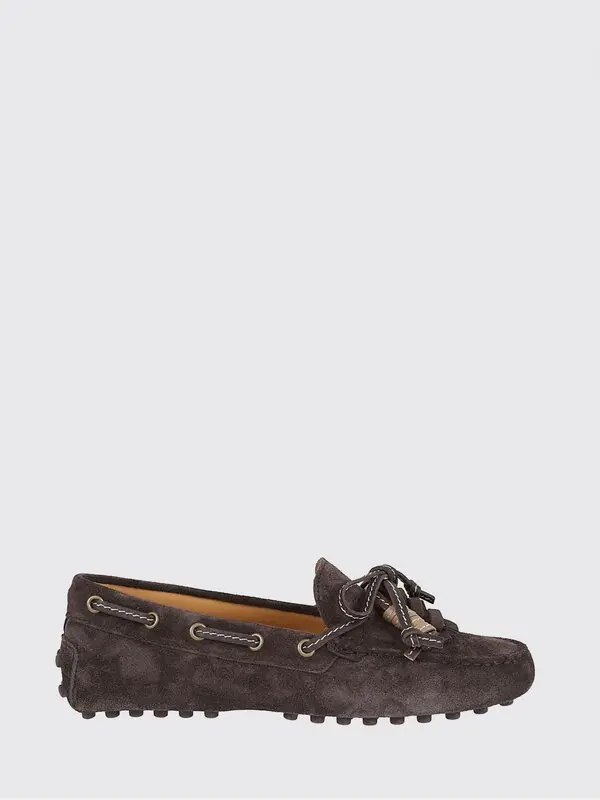 TOD'S Suede Loafers With Tie Detailing - Brown