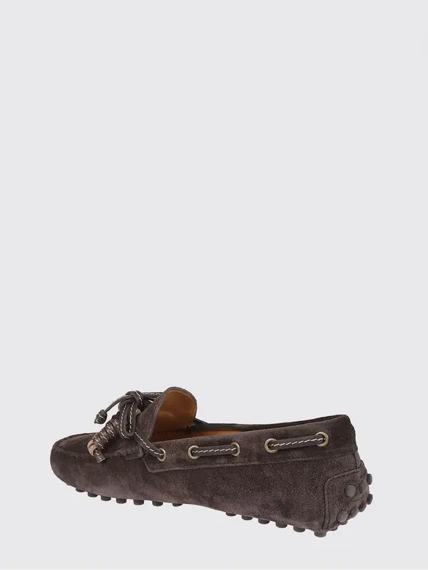 TOD'S Suede Loafers With Tie Detailing - Brown