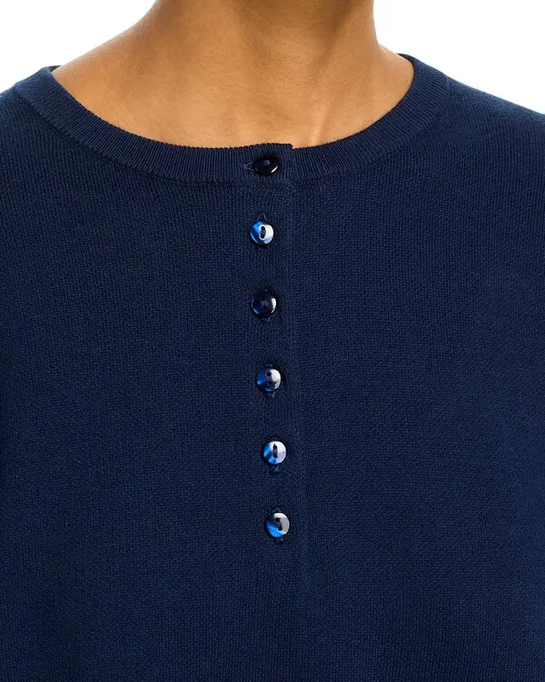525 America Genevieve Solid Drop Shoulder Henley Sweater