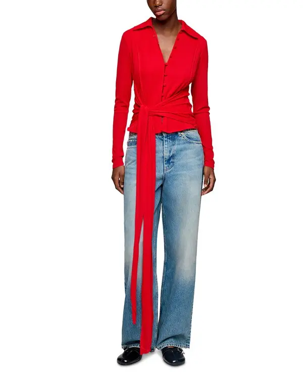 GANNI Mesh Shirt - Goji Berry