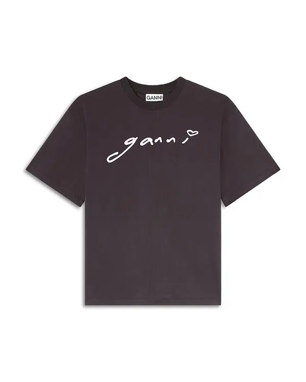 GANNI Jersey Logo Graphic Tee - Phantom