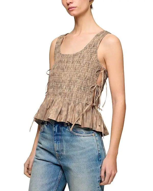 GANNI Smocked Top - Burro