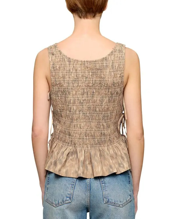 GANNI Smocked Top - Burro