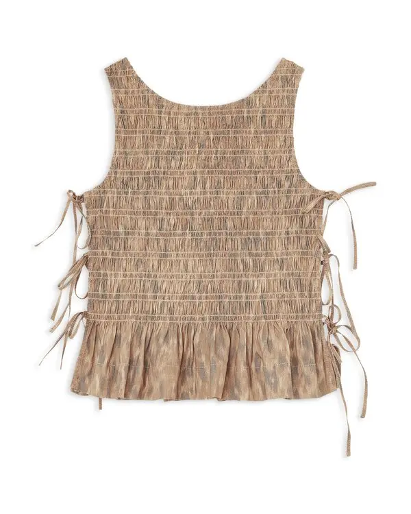 GANNI Smocked Top - Burro