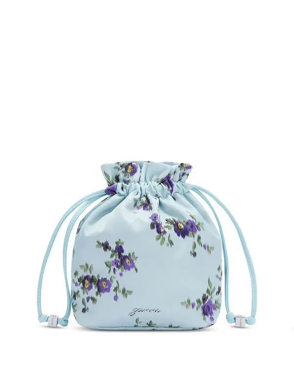 GANNI Floral Print Pouch - Iced Aqua