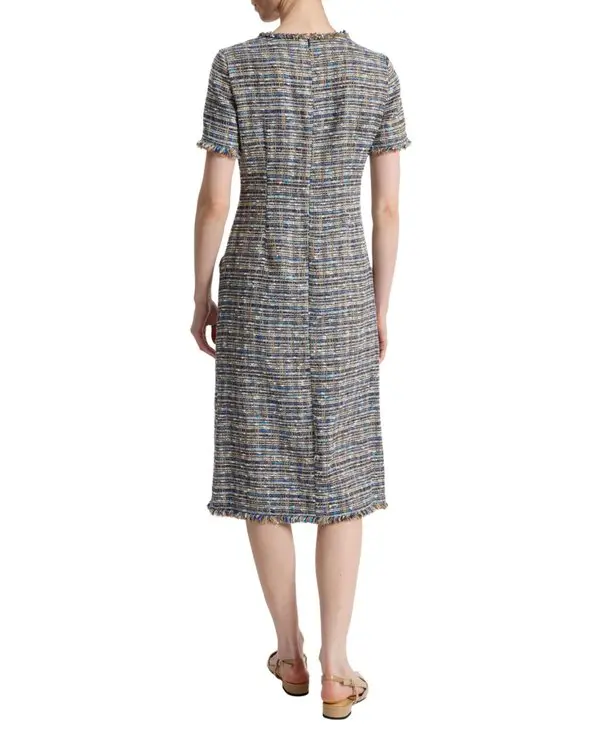 Santorelli Nisha Short Sleeve Midi Sheath Tweed Dress