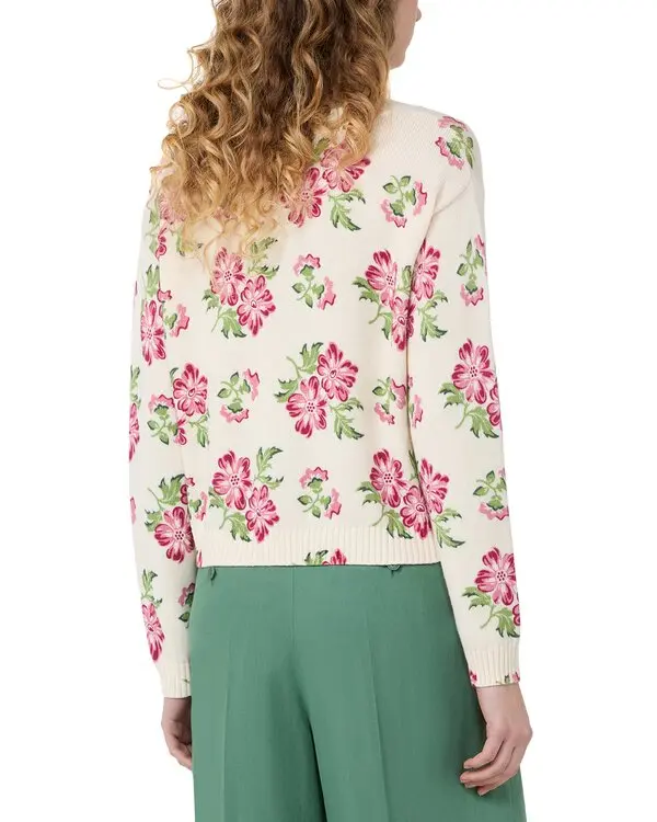 Max Mara Floral Print Cotton Sweater - Ecru
