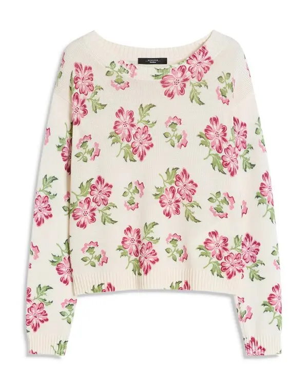 Max Mara Floral Print Cotton Sweater - Ecru