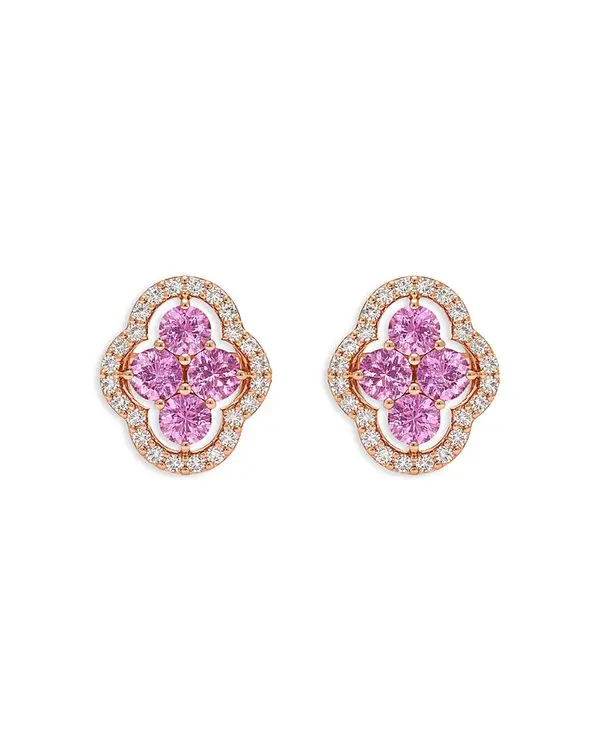 Piranesi 18k Diamond And Pink Sapphire Stud Earrings - Rose Gold