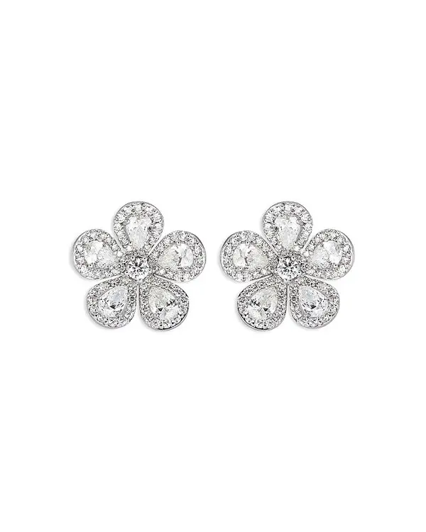 Piranesi 18k Diamond Flower Earrings - White Gold