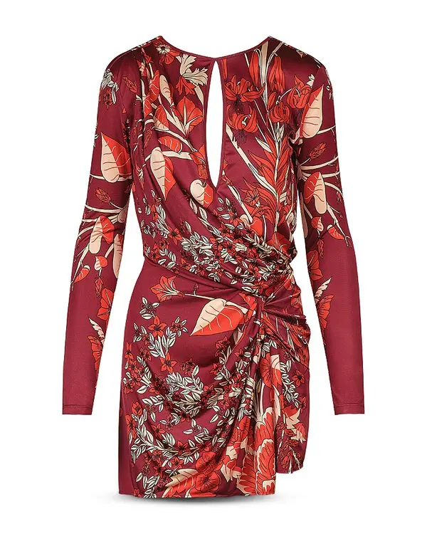 Johanna Ortiz Tropical Print Mini Dress - Wine/red