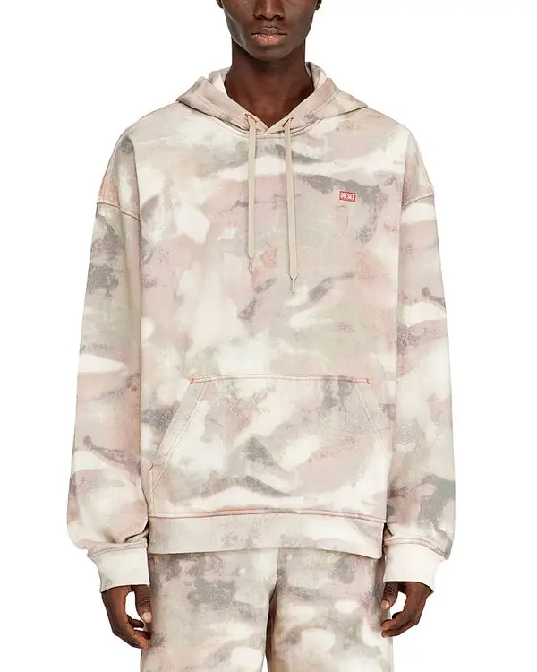 DIESEL® Relaxed Fit Camo Drawstring Hoodie - Green
