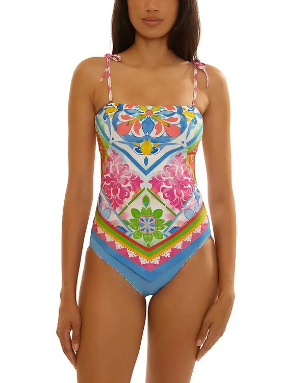 BECCA By Rebecca Virtue Mijas Casey Handkerchief Tankini Top - Multi