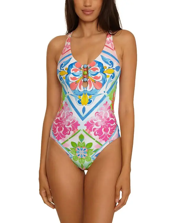 BECCA By Rebecca Virtue Mijas Gia Scoop Neck One Piece Swimsuit - Multi