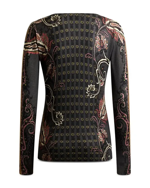 Etro Silk Cashmere V-neck Long Sleeve Sweater
