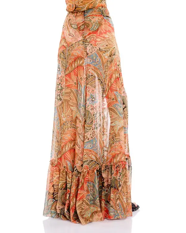 Etro Long Ruffled Skirt - Printed Red