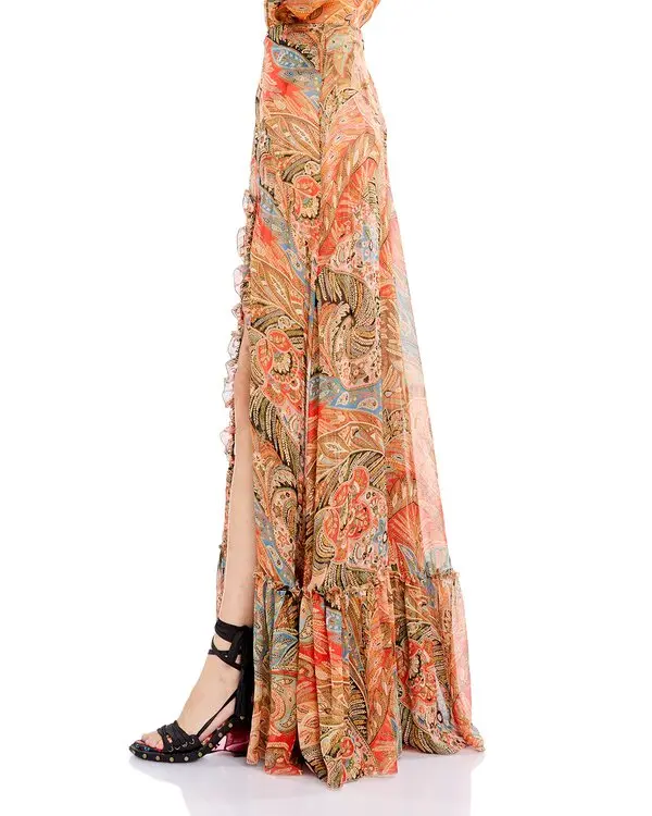 Etro Long Ruffled Skirt - Printed Red