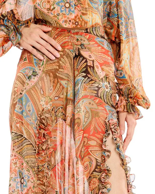 Etro Long Ruffled Skirt - Printed Red