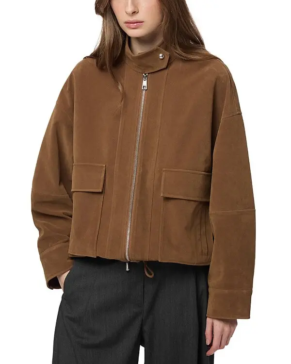 Apparis Kate Faux Suede Bomber - Saddle Brown