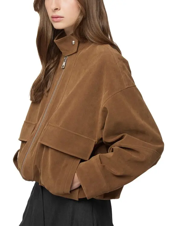 Apparis Kate Faux Suede Bomber - Saddle Brown
