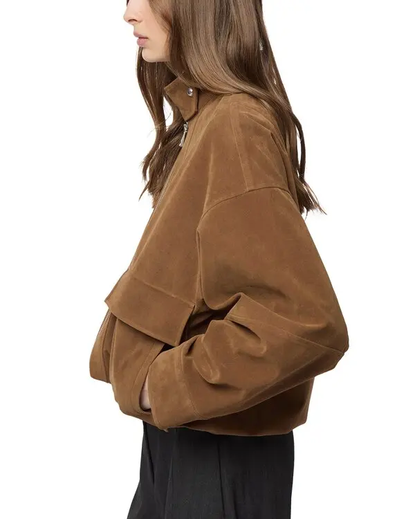 Apparis Kate Faux Suede Bomber - Saddle Brown