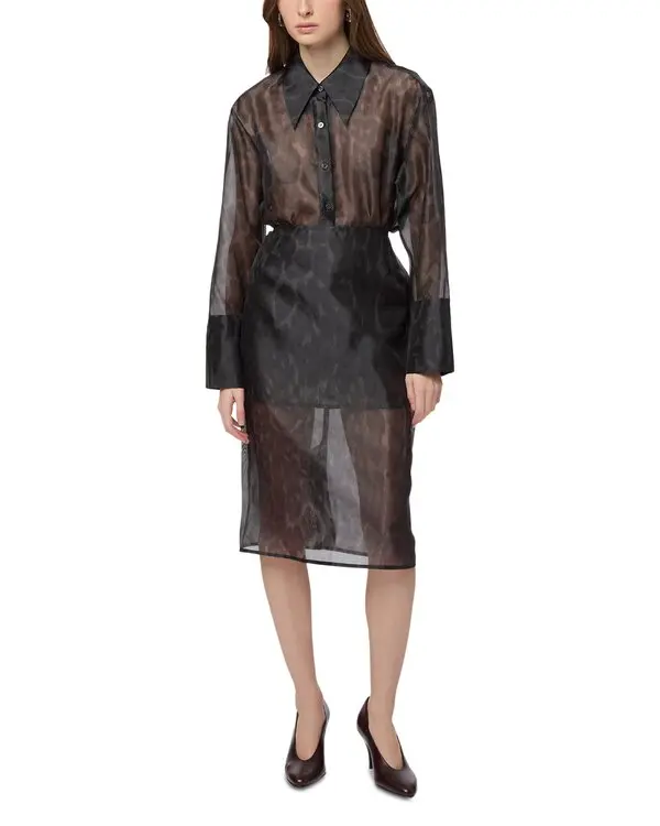 Apparis Tyra Organza Leopard Midi Skirt - Dark Leopard
