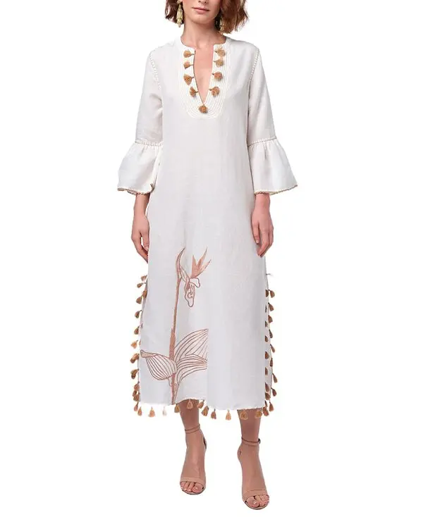 Calypso St. Barth Sarina Kaftan - Ivory / Tan