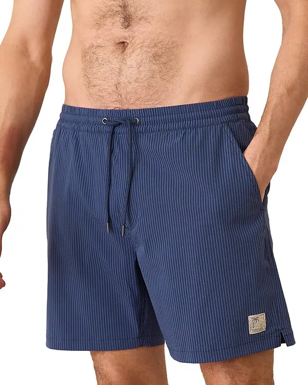 Marine Layer Lined Drawstring Swim Shorts - Navy/blue
