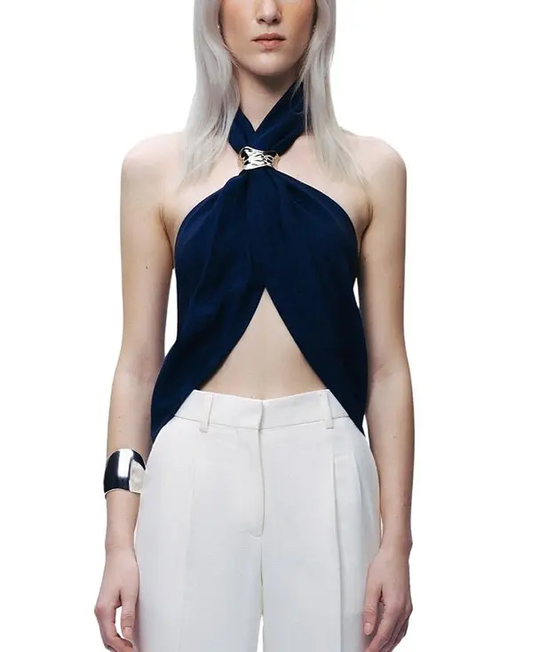 NOCTURNE Twist Halter Neck Bustier - Navy