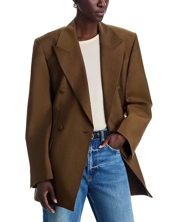 RÓHE Tailored Leather Blazer - Brown
