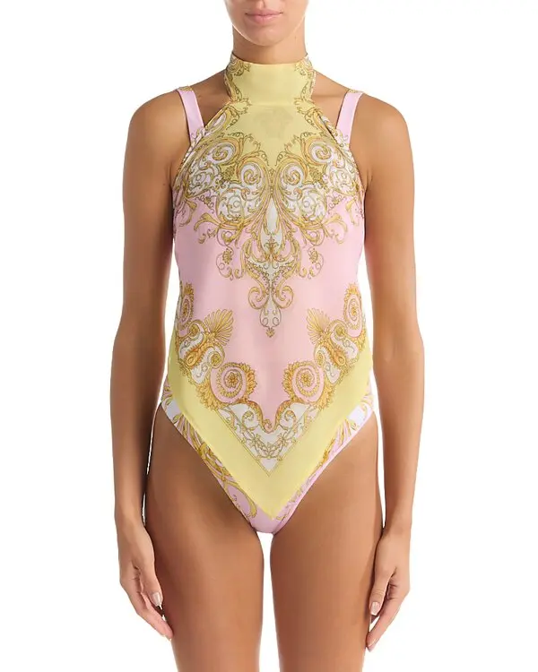Versace Printed Cover Up Foulard Top - Pale Yellow