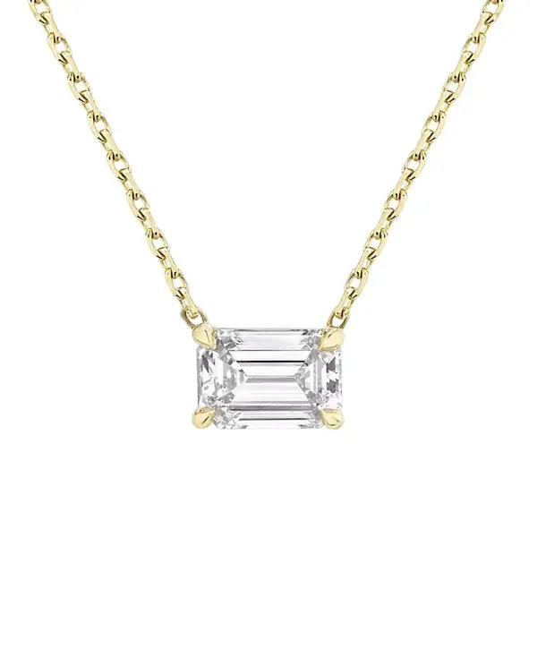 VRAI Solitaire Emerald Lab Grown Diamond Necklace - Gold
