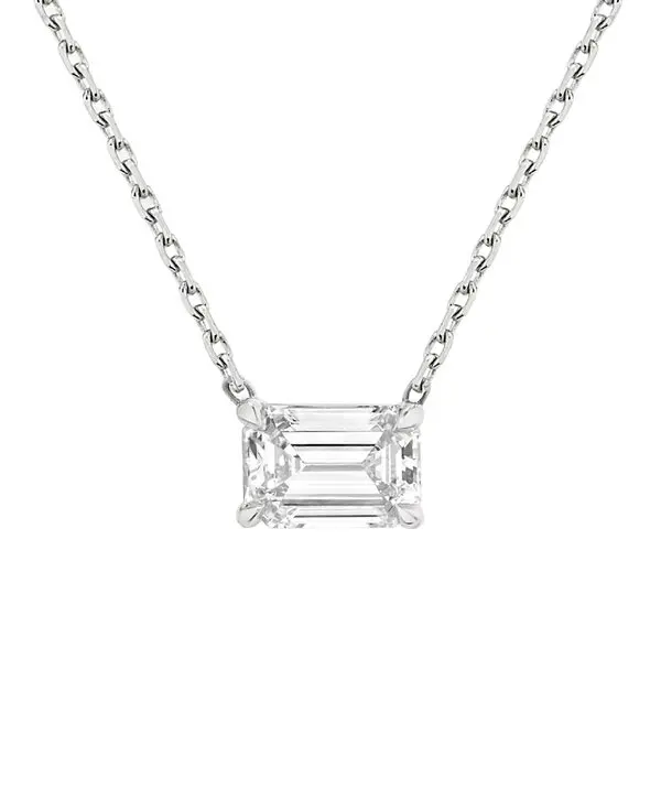 VRAI Solitaire Emerald Lab Grown Diamond Necklace - White