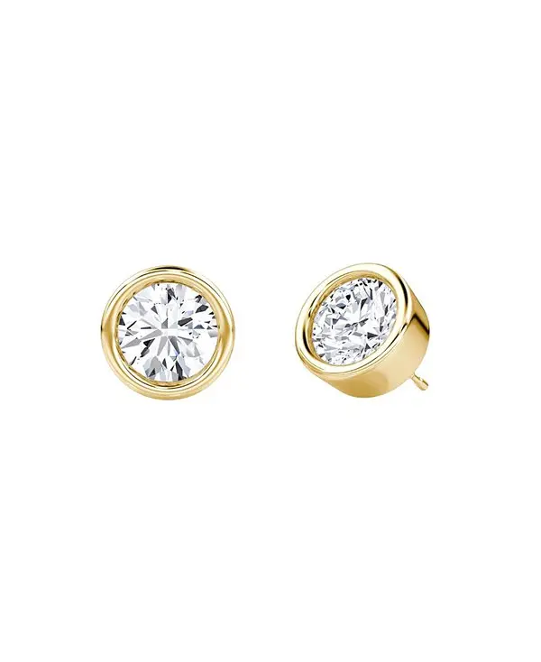 VRAI 14k Yellow 2.0ctw Round Brilliant Lab Grown Diamond Bezel Solitaire Stud Earrings - Gold