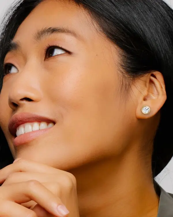 VRAI Bezel Solitaire Studs In 14k Yellow - Gold