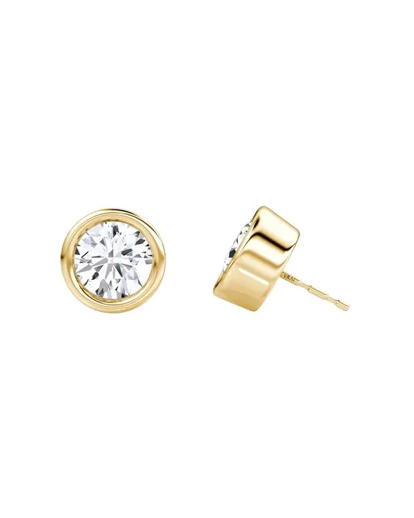 VRAI Bezel Solitaire Studs In 14k Yellow - Gold