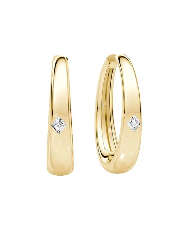 VRAI Oval Dome Hoop Earrings With Lozenge Lab Grown Diamonds - Gold