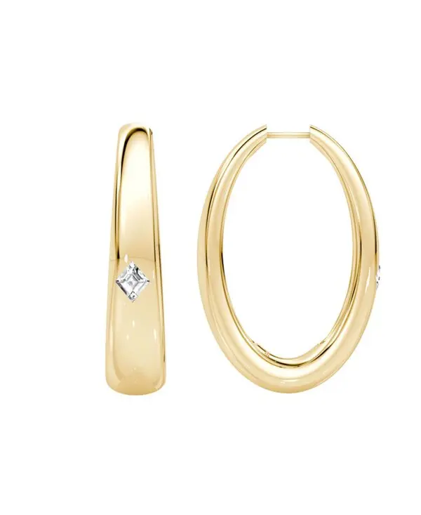 VRAI Oval Dome Hoop Earrings With Lozenge Lab Grown Diamonds
