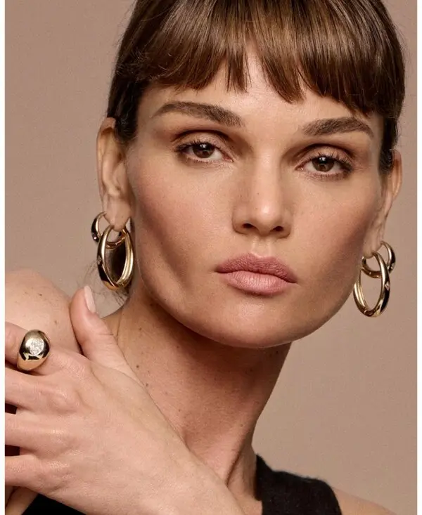 VRAI Oval Dome Hoop Earrings With Lozenge Lab Grown Diamonds