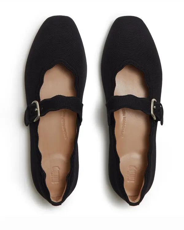 Fitflop Delicato Wave Edge Canvas Mary Jane Flats - Black