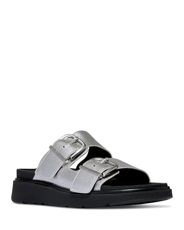 Fitflop Gen-ff Two Bar Leather Slide Sandals - Silver