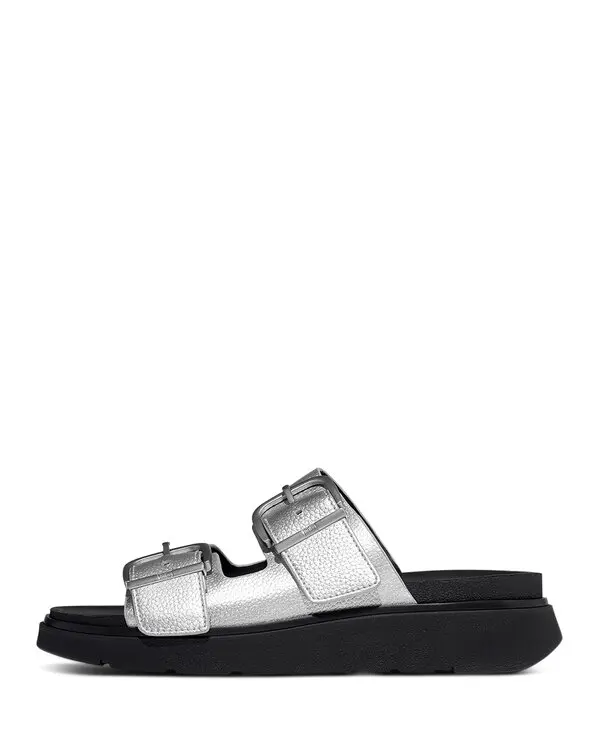 Fitflop Gen-ff Two Bar Leather Slide Sandals - Silver