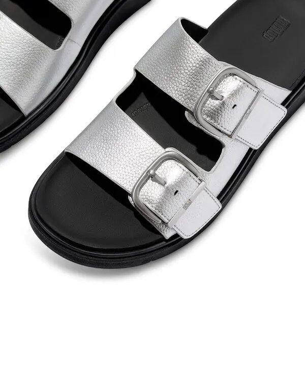 Fitflop Gen-ff Two Bar Leather Slide Sandals - Silver