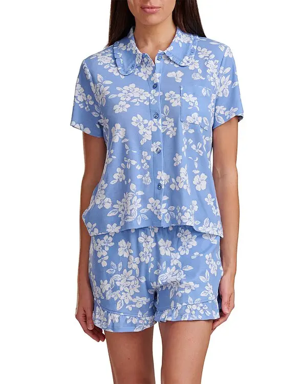Splendid Short Sleeve Boxer Pajama Set - Hydrangea Sketch Floral