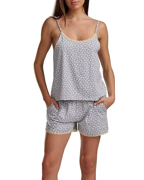 Splendid Cami Boxer Pajama Set - Grey Floral Toss