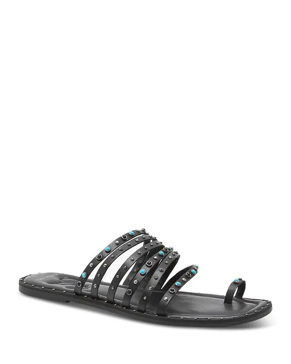 Free People Santa Fe Leather Sandals - Black Tide